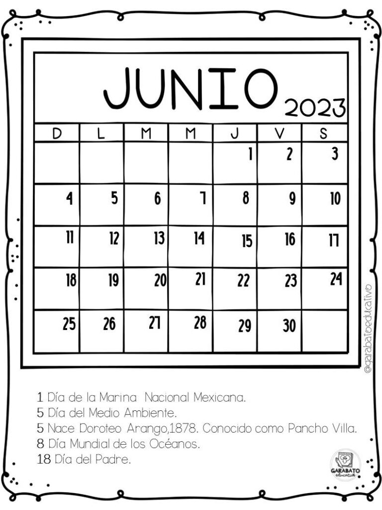 Efemérides de Junio para imprimir | Material Educativo y Material Didáctico