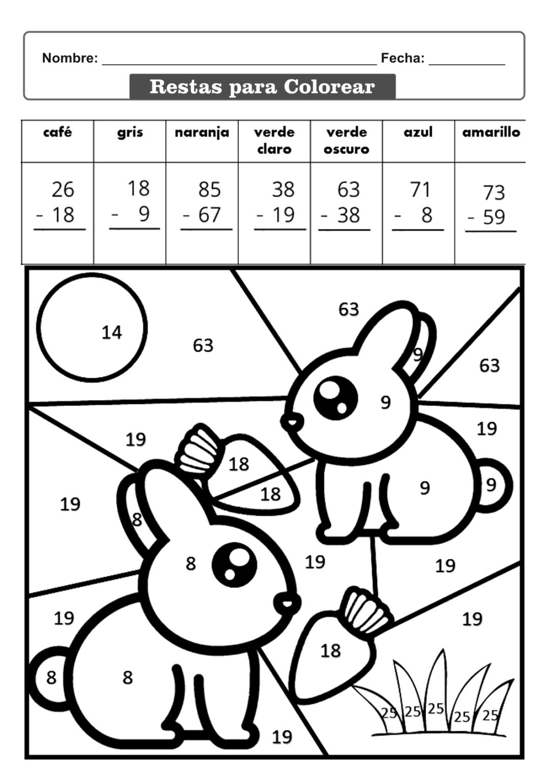 Fichas de sumas y restas para colorear | Material Educativo y Material ...